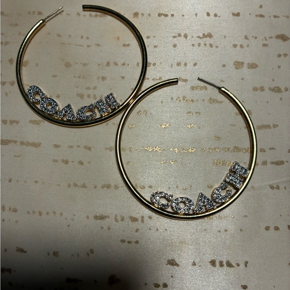 Coach | Accessories | Authentic Coach Gold Hoop Earrings With Silver ...
